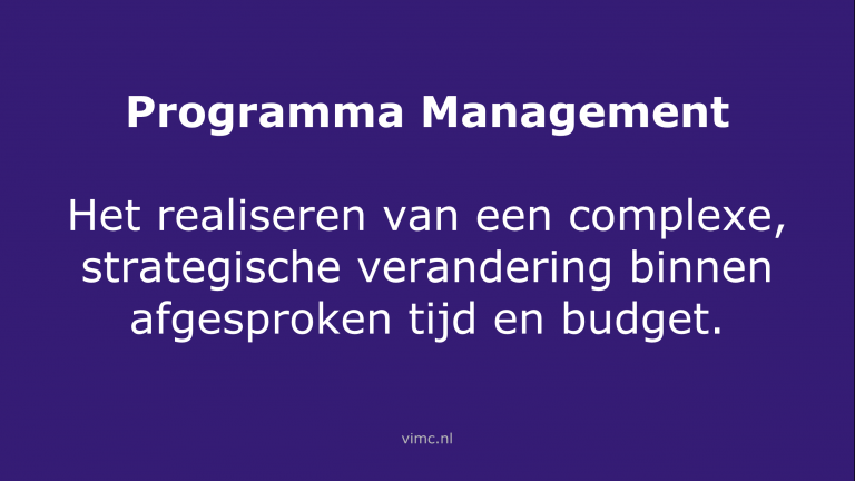 Programma Management Definitie – VIMC
